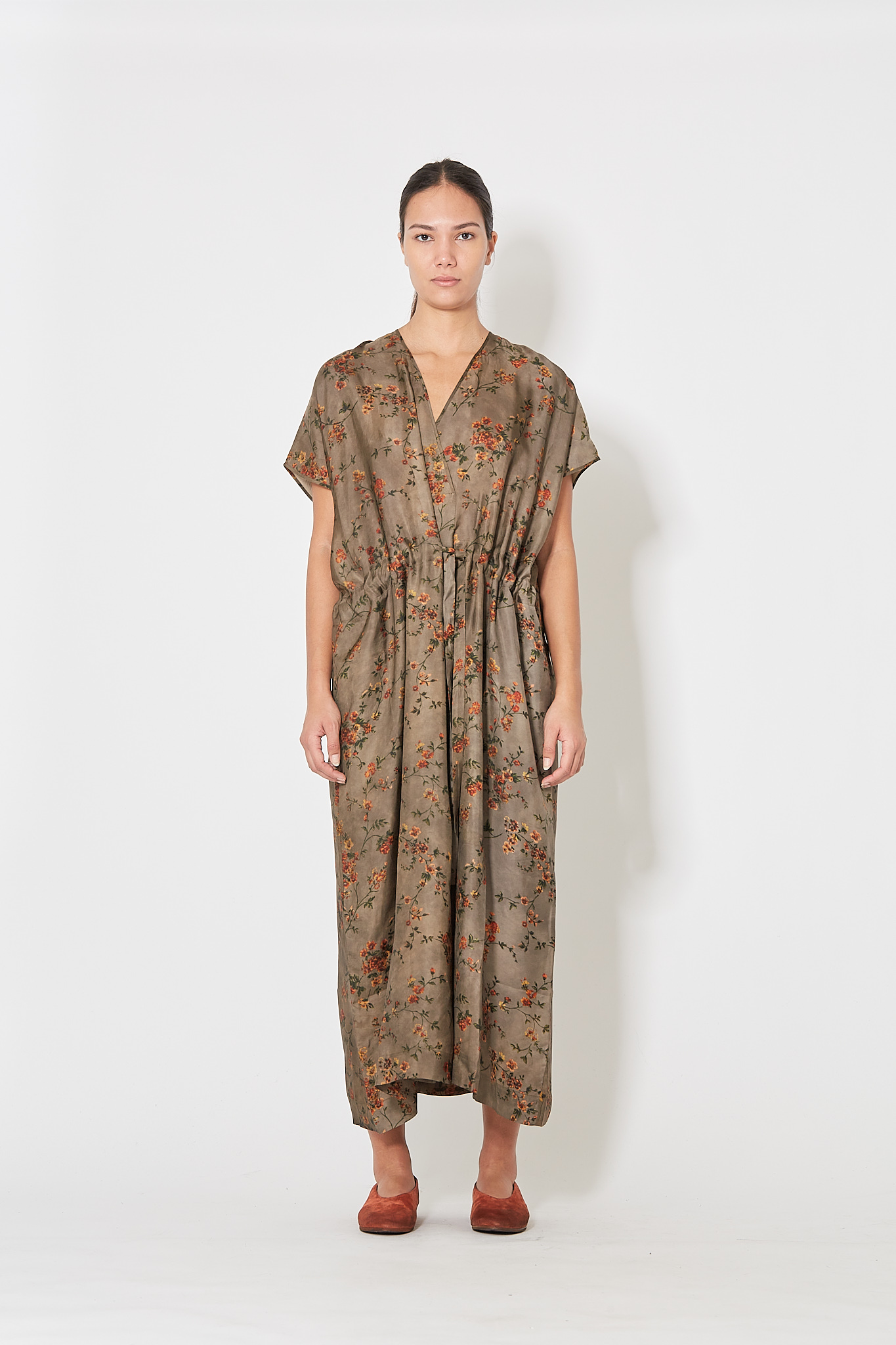 Acre Dress - Brown/Orange Flowers